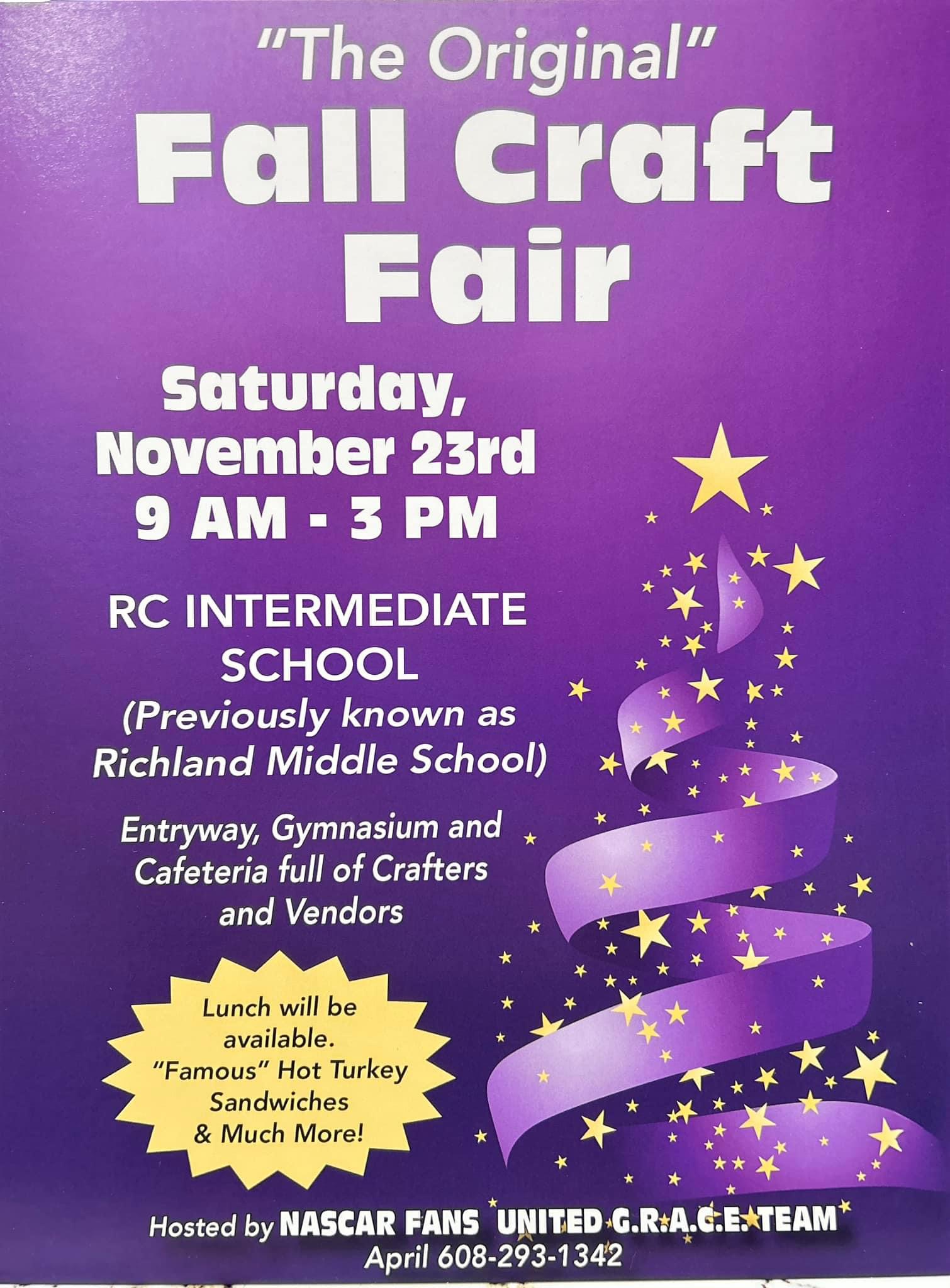 The Original Fall Craft Fair-sponsored by NASCAR Fans United | Richland ...