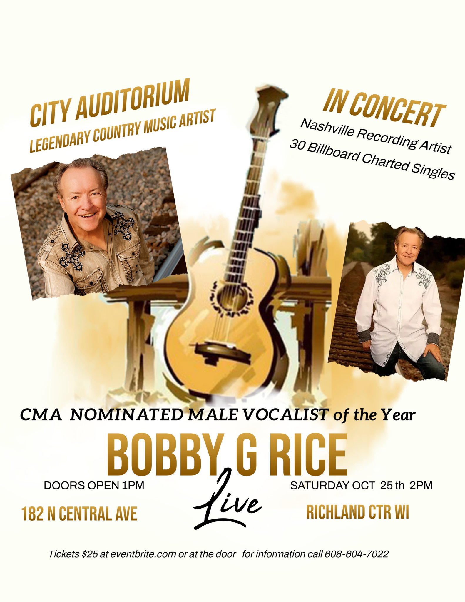 Bobby G Rice at the City Auditorium | Richland Center Wisconsin