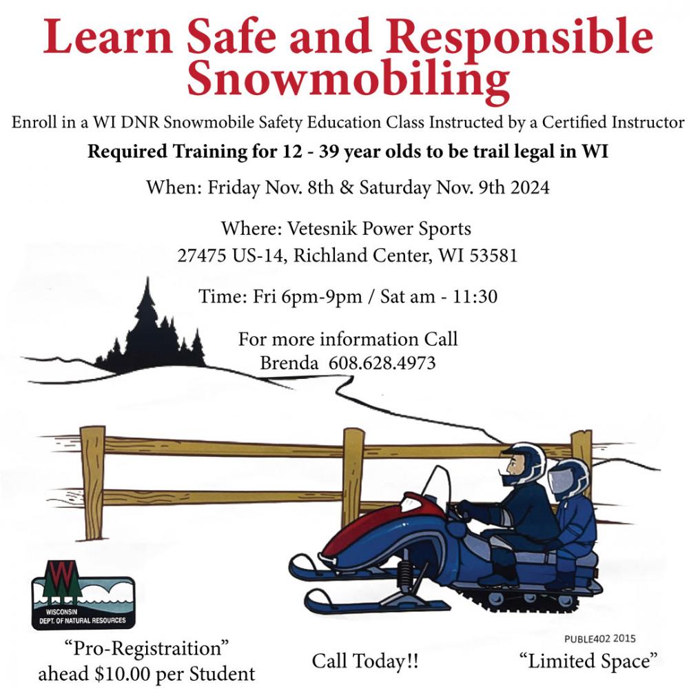Vetesnik Power Sports Snowmobile Safety Education Class | Richland ...